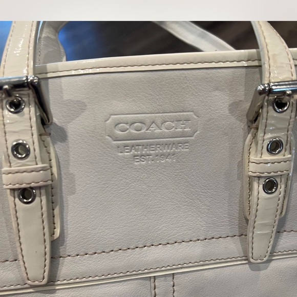 Coach | Bags | Coach Cream Leather Tote Bag | Poshmark
